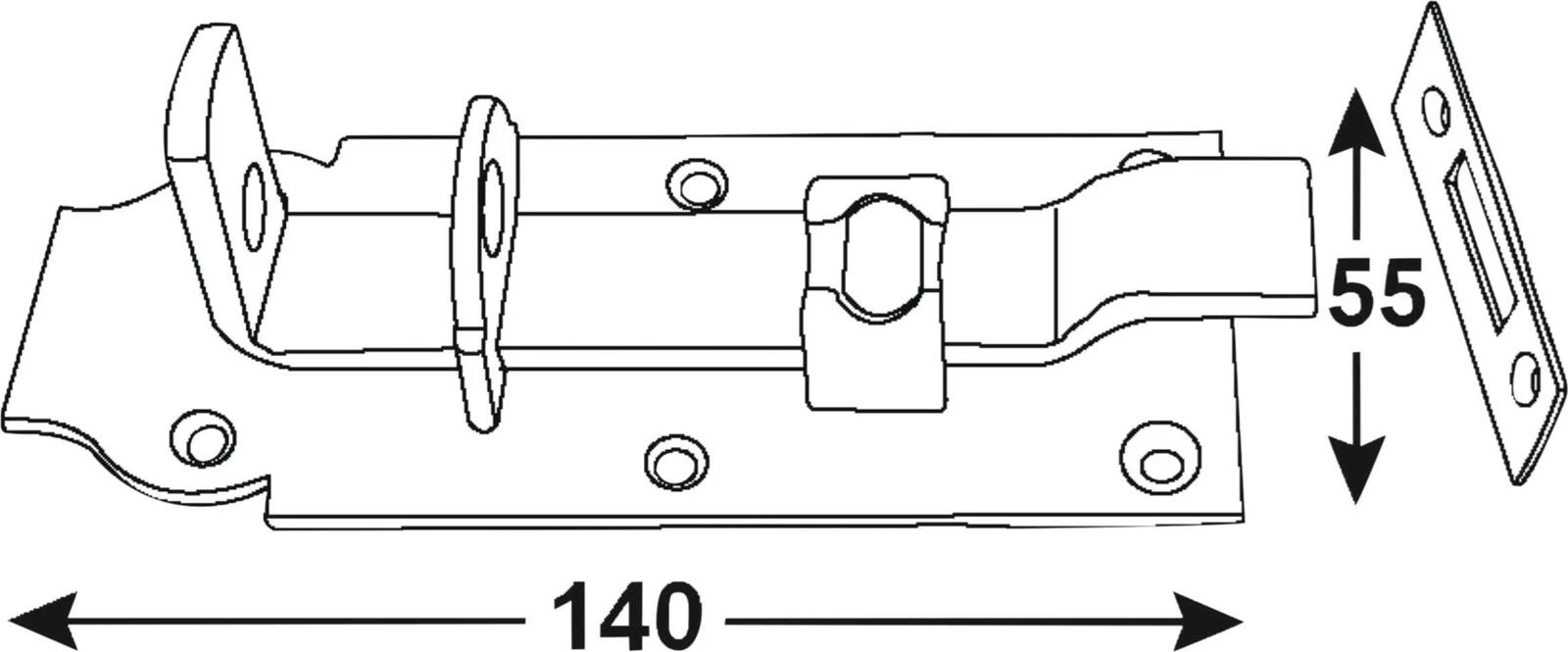 Targette à pêne plat 55 × 140 mm Acheter - Ferrements - LANDI