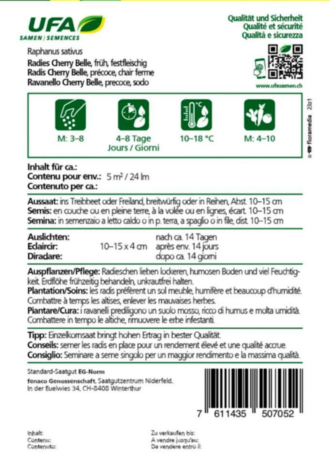 Radis Cherry Belle UFA Acheter - Petites graines - LANDI