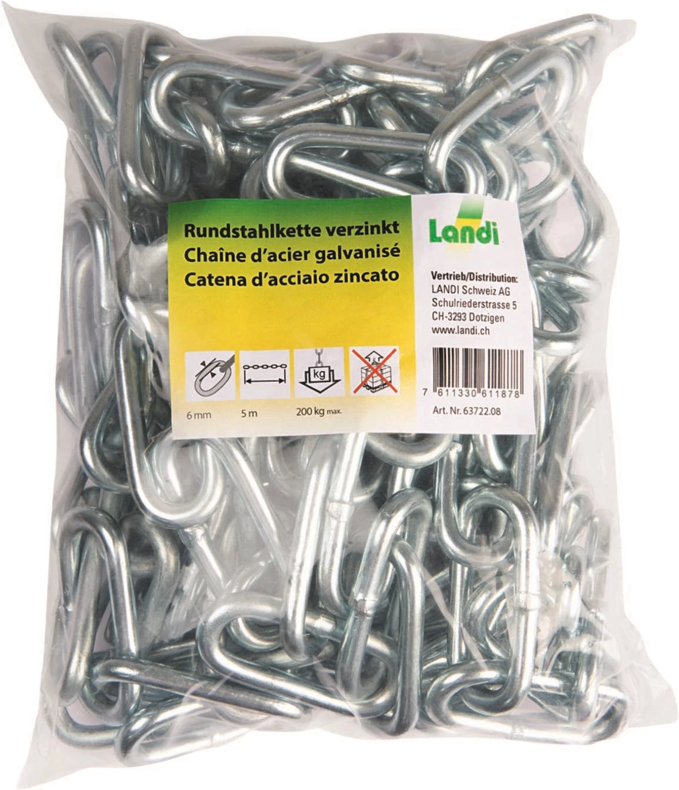 Chaîne d'acier galv. 6mm/5m acheter - Chaînes et cordes - LANDI