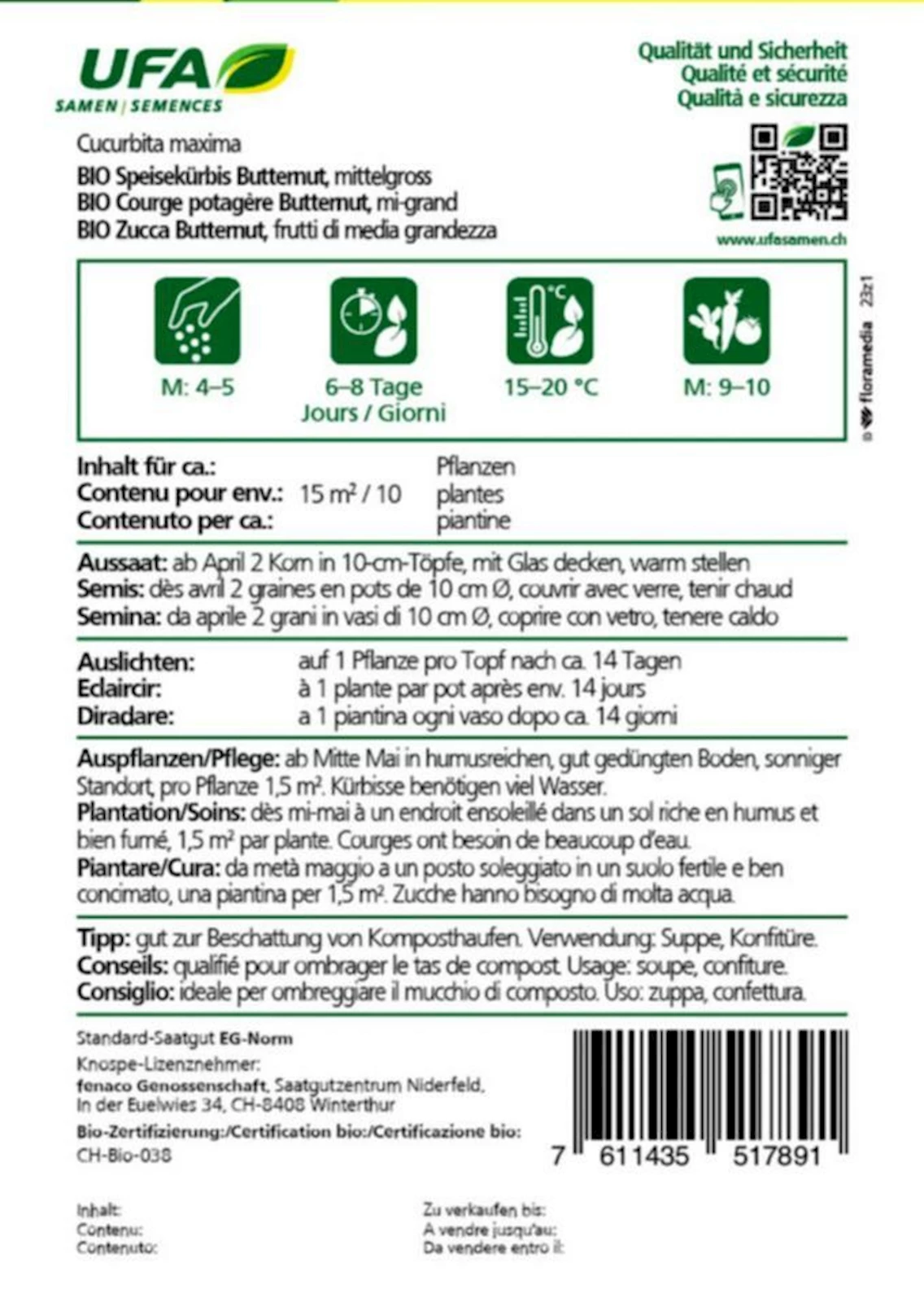 Speisekürb. Butternut BIO-K UFA kaufen - Kleinsämereien (inaktiv setzen) - LANDI